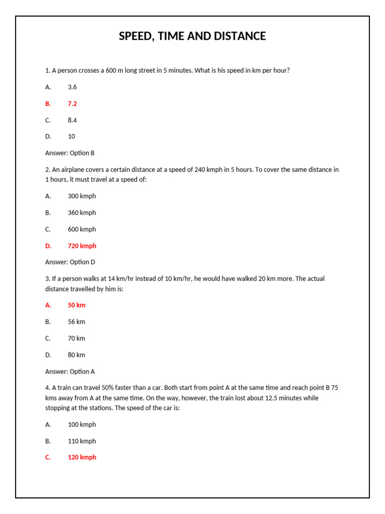 Speed, Time and Distance | PDF