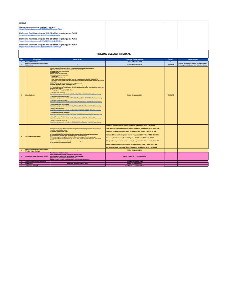 Timeline Seleksi Internal MSIB Batch 7 | PDF