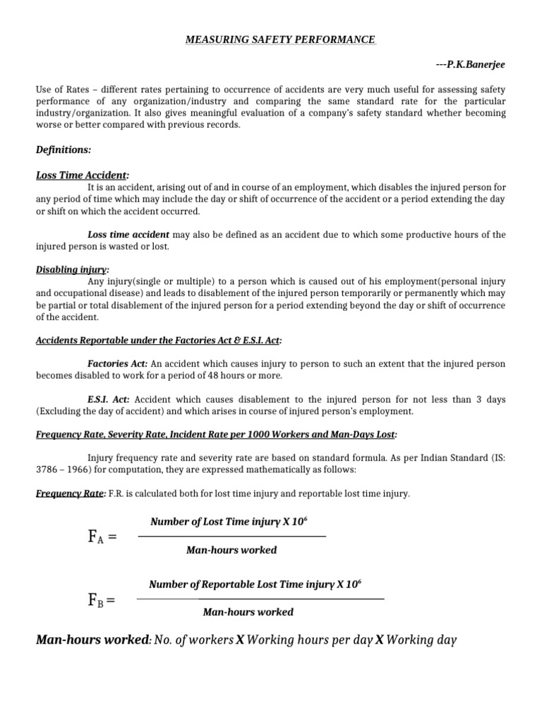MEASURING SAFETY PERFORMANCE-09.09.23 (All Students) | PDF | Toe | Business