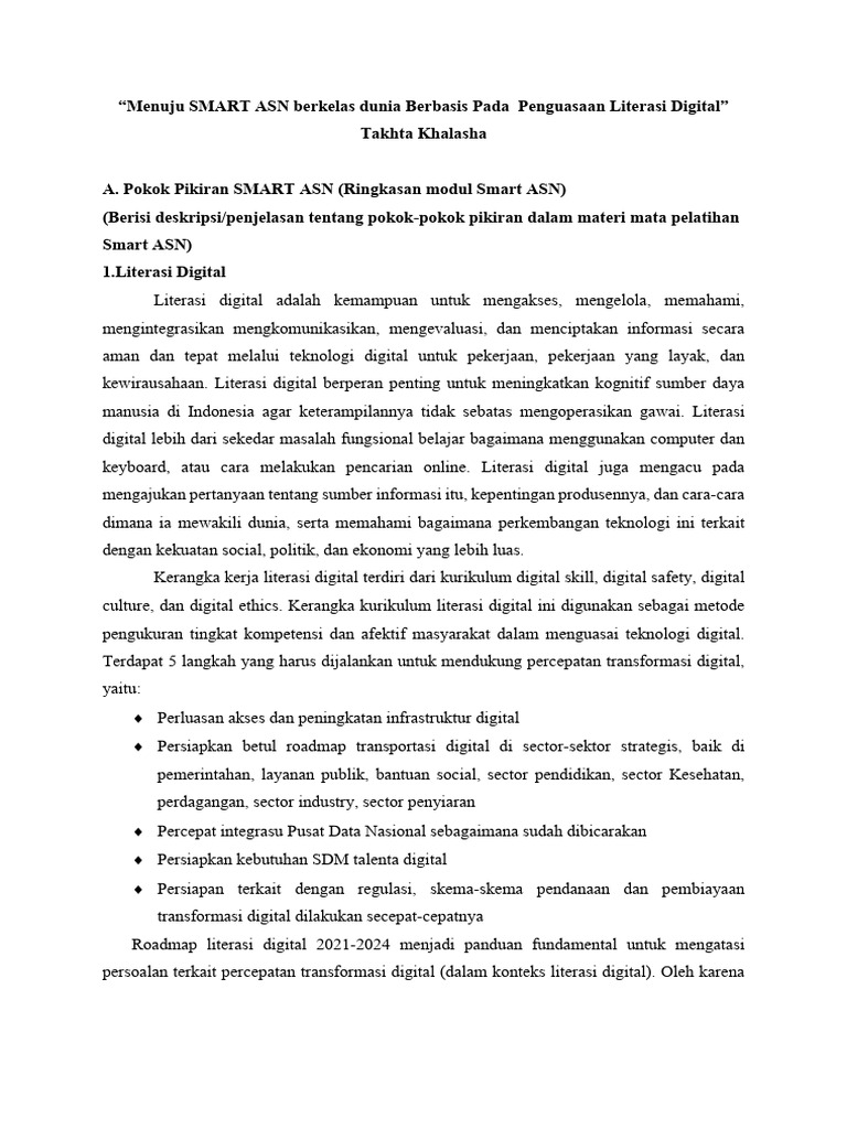 Menuju SMART ASN Berkelas Dunia Berbasis Pada Penguasaan Literasi ... Menuju SMART ASN Berkelas Dunia Berbasis Pada Penguasaan Literasi ...