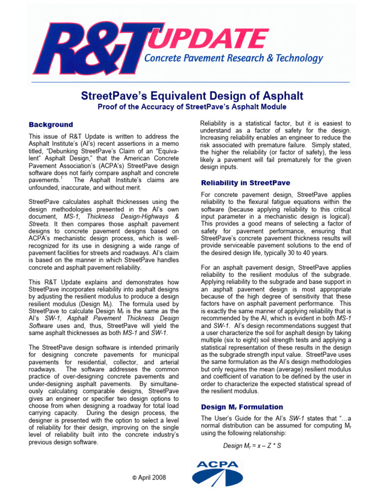 RT 9.01 StreetPaves Equivalent Design of Asphalt | PDF
