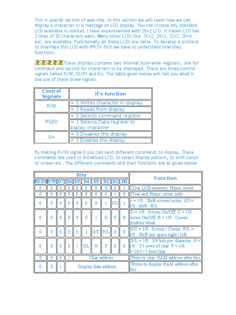 Display LCD messages with 89C51 microcontroller | PDF | Liquid Crystal ...
