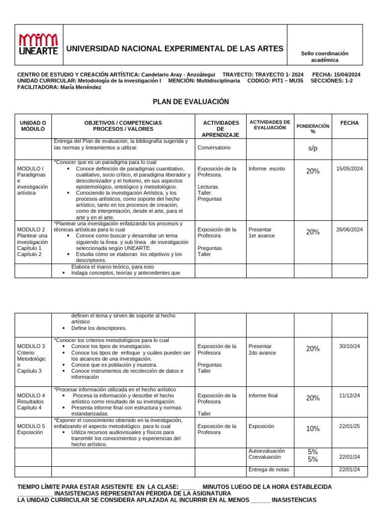 Plan M1-2024 Trayecto 1 | PDF