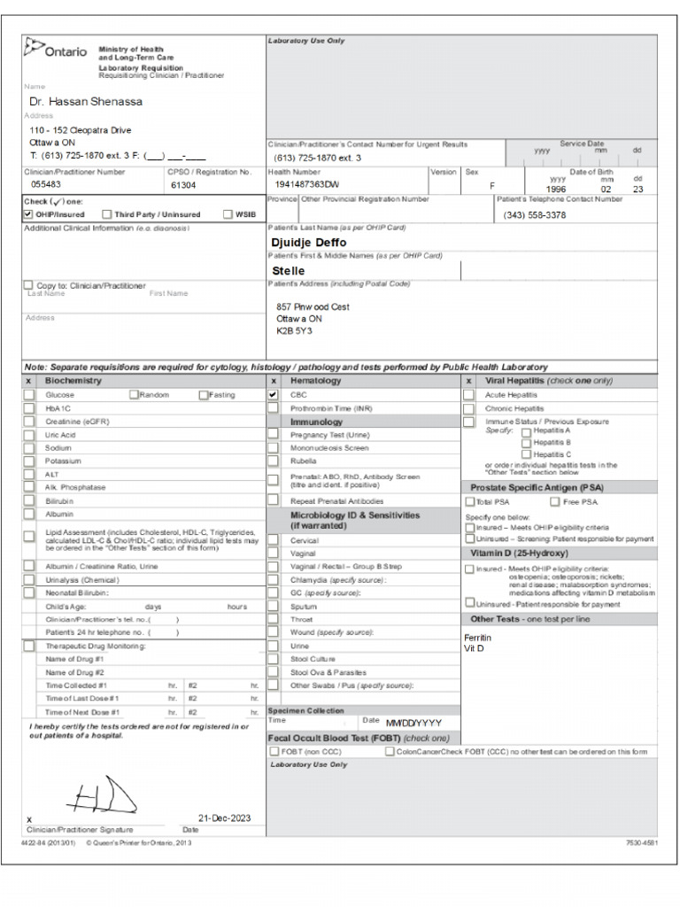 21 Dec 2023 Lab Req Blank CL 2 | PDF
