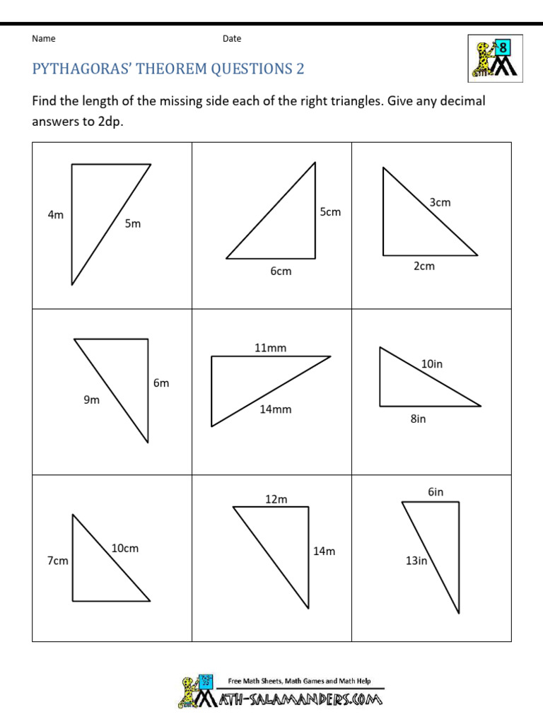 Pythagoras Theorem Questions 2 | PDF