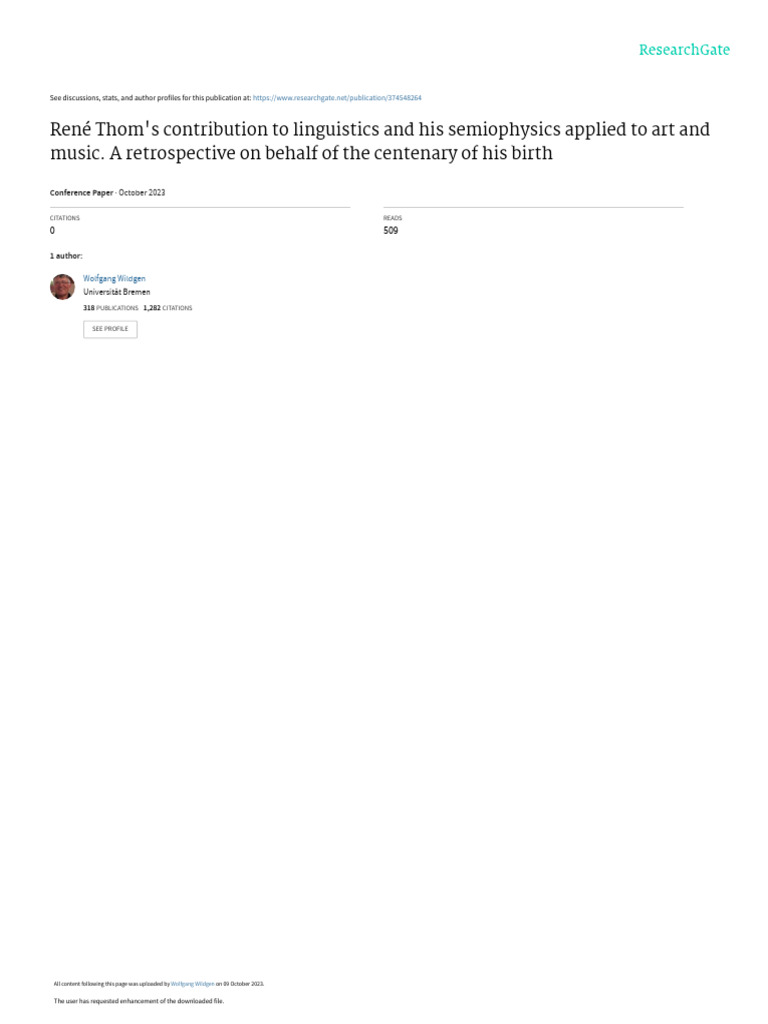 René Thom's Contribution To Linguistics and His Semiophysics Applied To ...