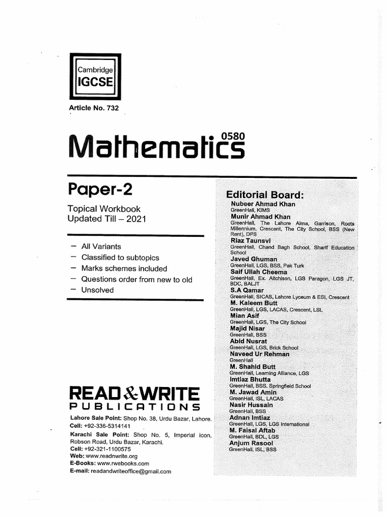 IGCSE Mathematics P2 Topical Sample | PDF