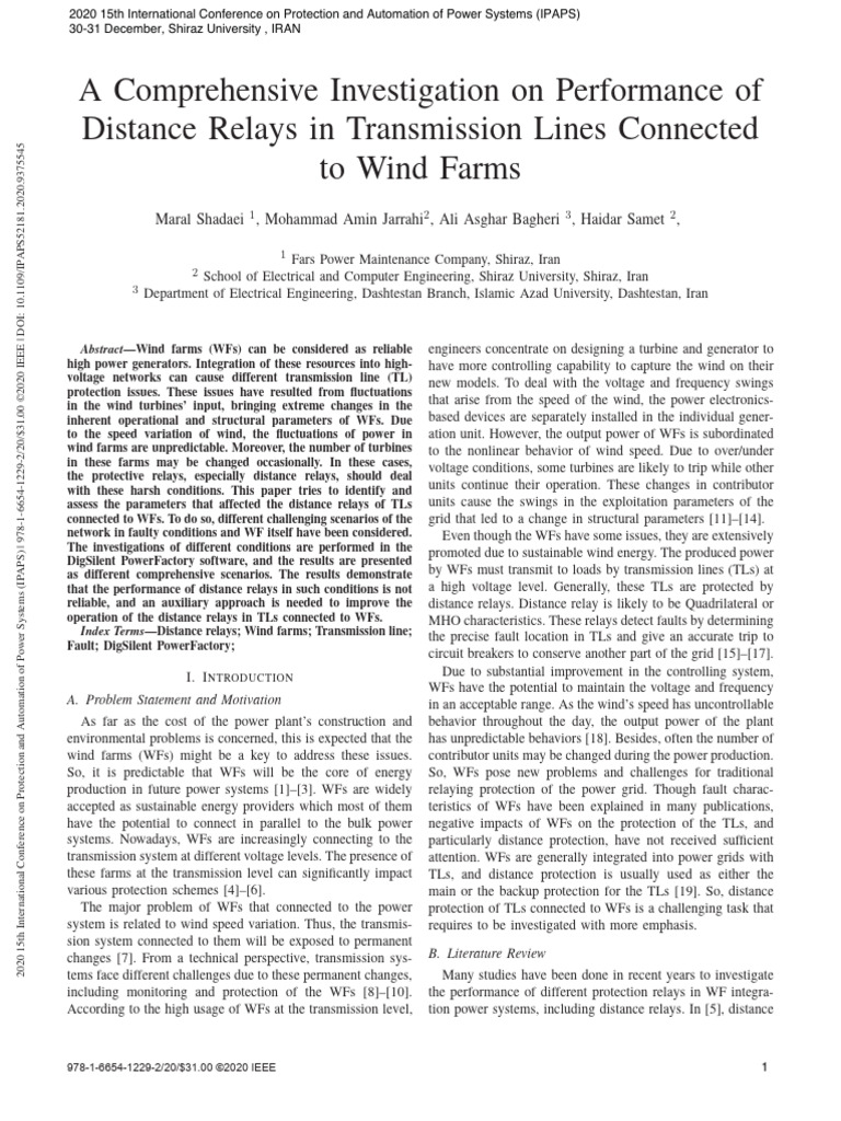 A Comprehensive Investigation On Performance of Distance Relays in Transmission Lines Connected ...