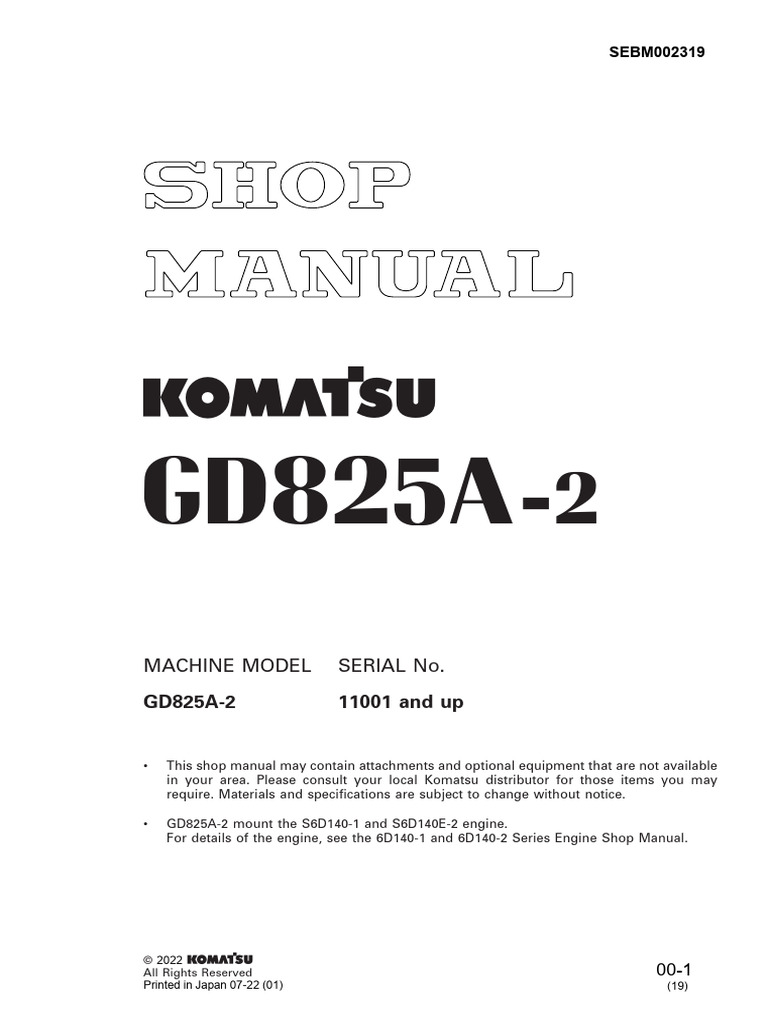 Gd825a-2 Shop Manual | PDF