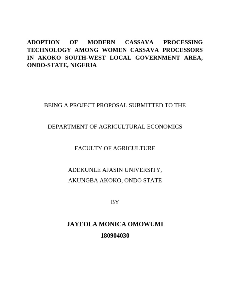 Modern Cassava Processing Adoption in Nigeria | PDF | Student's T Test ...