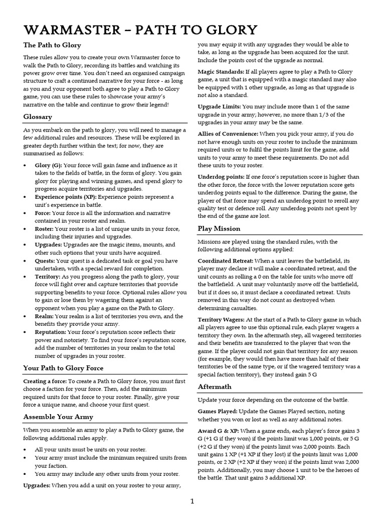Warmaster PathToGlory | PDF