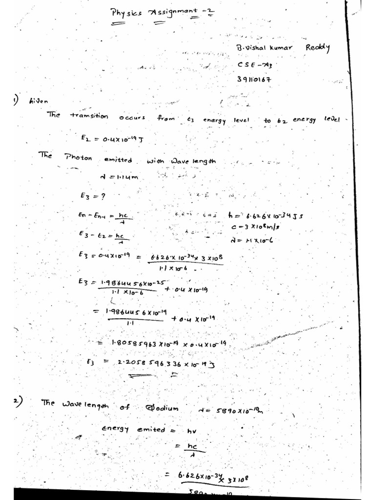 Physics Assignment - 2 | PDF