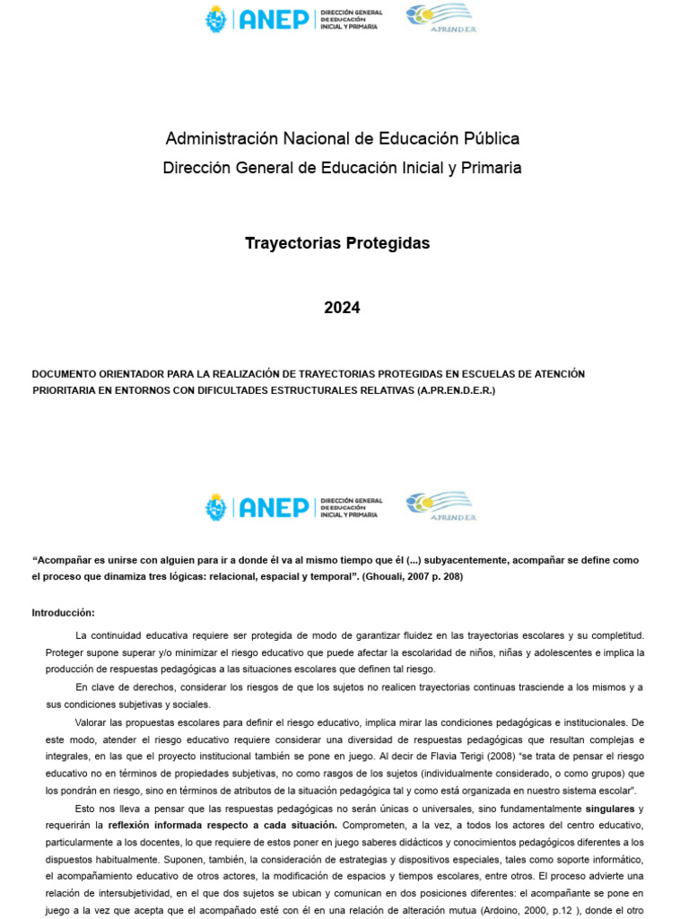 Trayectorias Protegidas 2024: Guía ANEP | PDF | Evaluación | Crecimiento personal y profesional