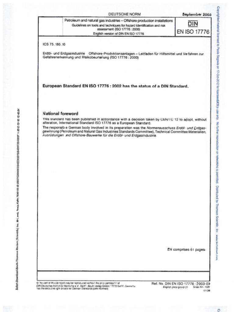 NORMA ISO 17776 Analisis de Riegos Herramientas y Guia | PDF