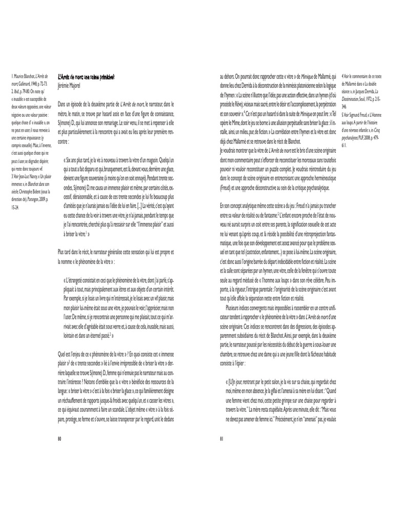 L'Arrêt de Mort Une Scène Primitive | PDF