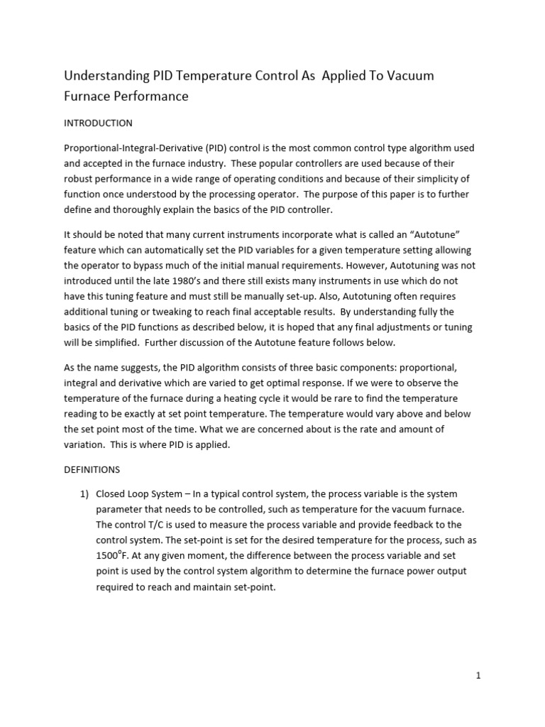 38 Understanding Pid Temperature Control As Applied To Vacuum Furnace Performance | PDF