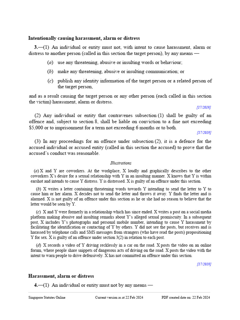 Protection From Harassment Act 2014 | PDF