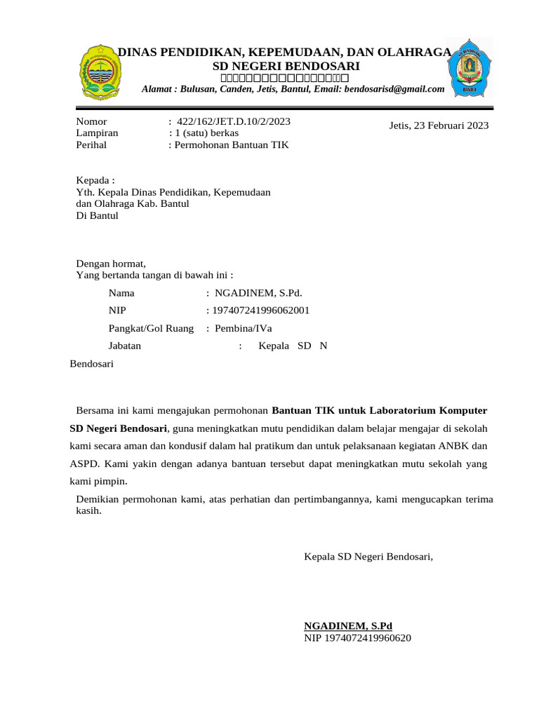 PERMOHONAN BANTUAN TIK | PDF