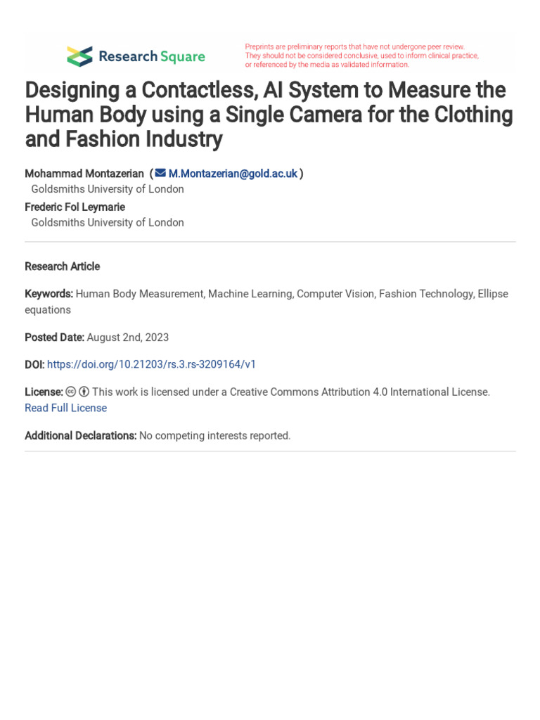 Designing A Contactless AI System To Measure The H | PDF
