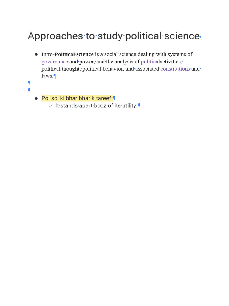 Approaches to study political science | PDF