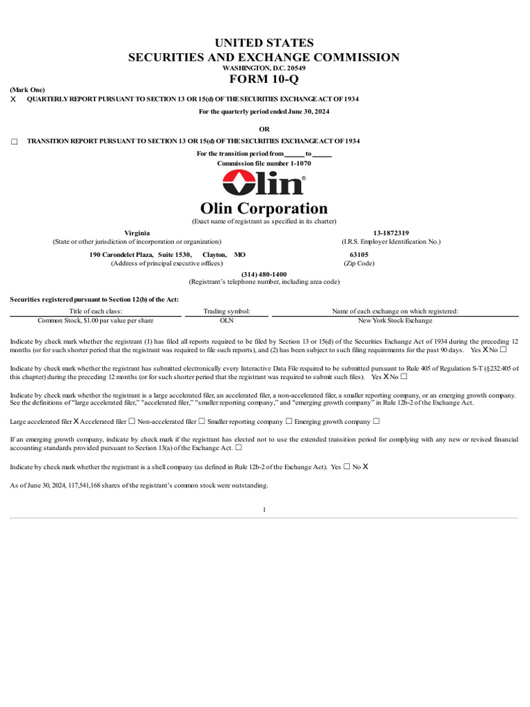 Olin Winchester 10Q Q1 24 | PDF