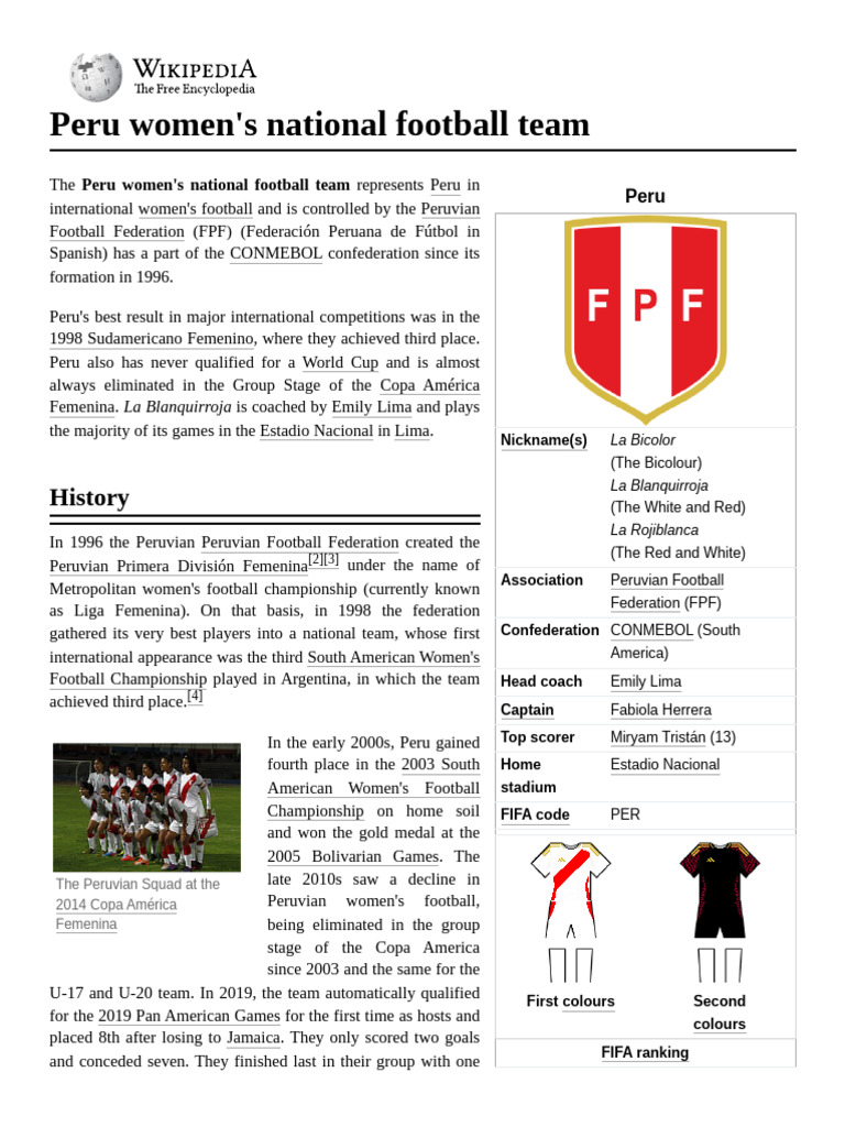 Modelo-Peru Women's National Football Team - Wikipedia | PDF