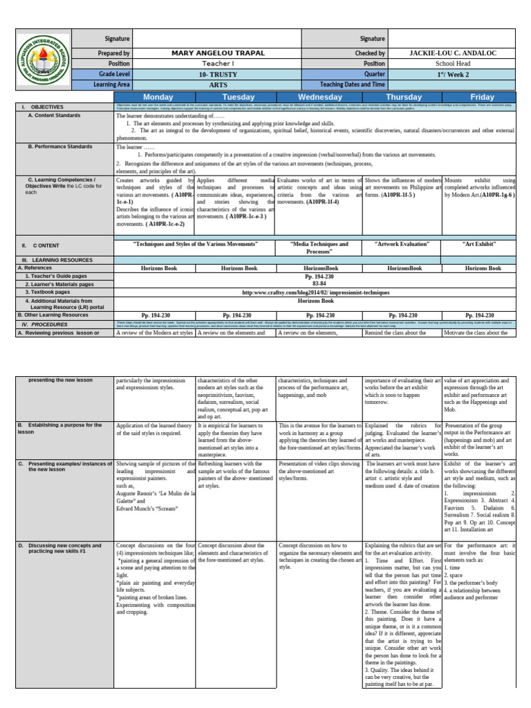 Monday Tuesday Wednesday Thursday Friday: Mary Angelou Trapal Jackie-Lou C. Andaloc 10-Trusty 1 ...