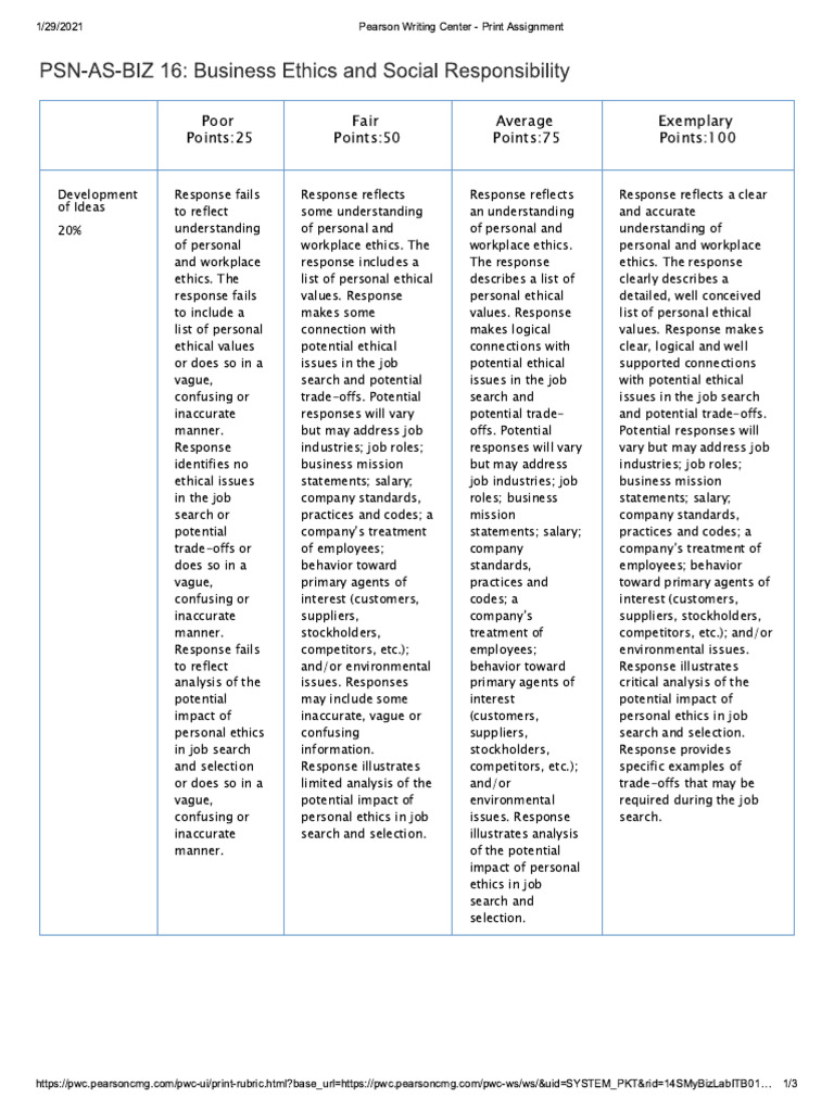 Assignment #1 Marking Rubric | PDF