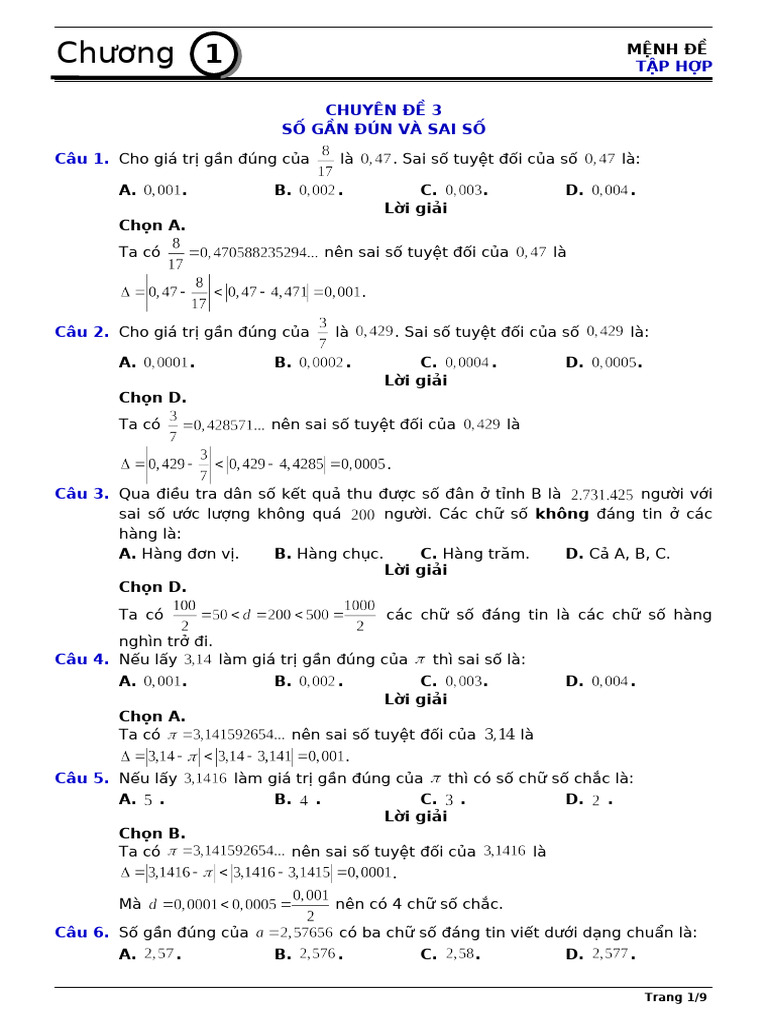 DS - C1 - So Gan Dung Va Sai So | PDF