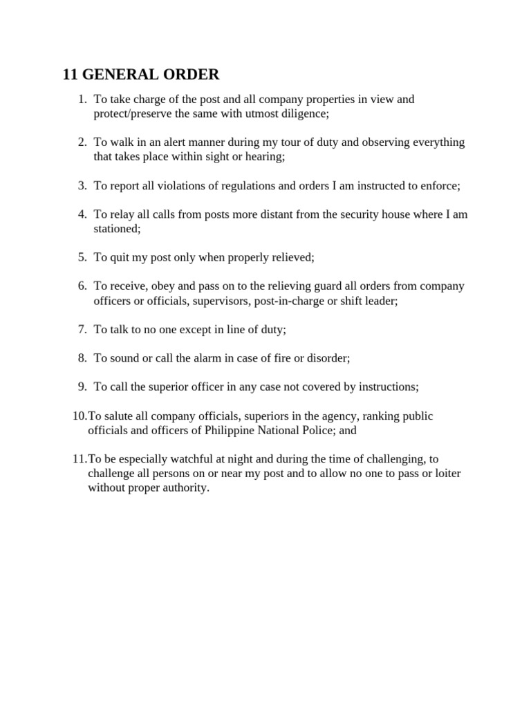 11 General Order | PDF