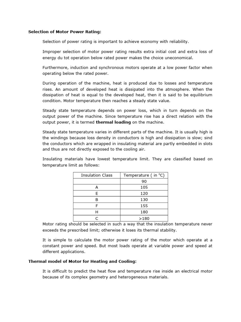 Selection of Motor Power Rating | PDF