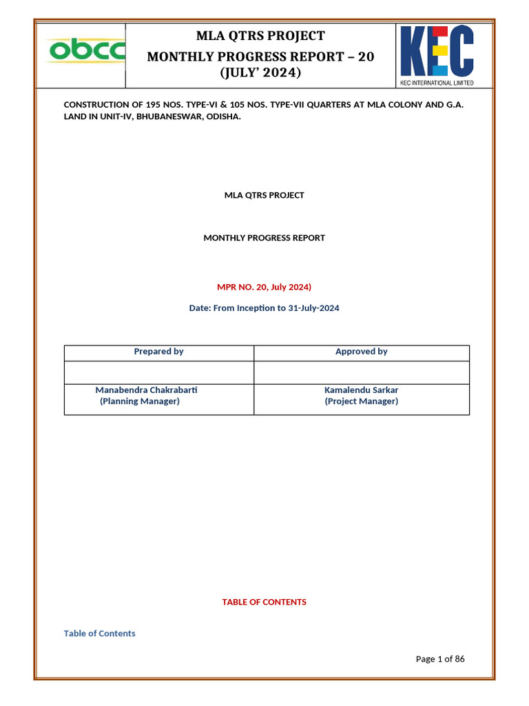 MPR For July 2024 MLA QTR | PDF