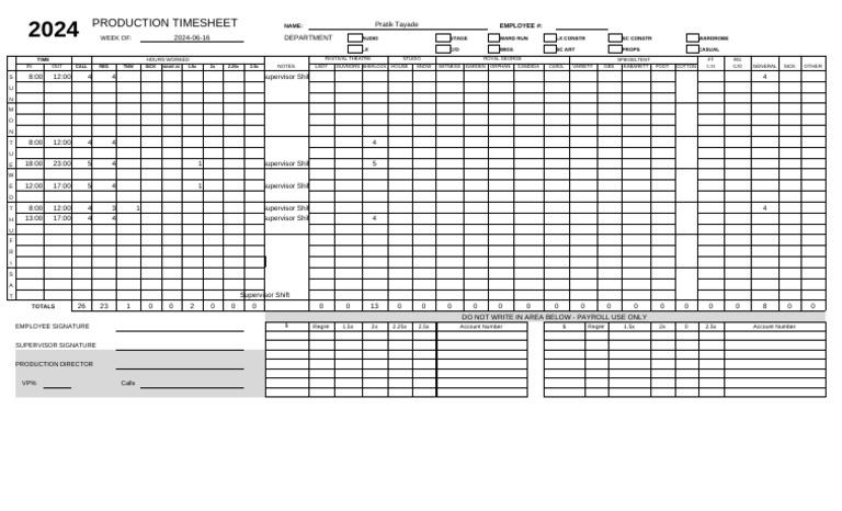 0 - 2024 Timesheet Electronic Use | PDF