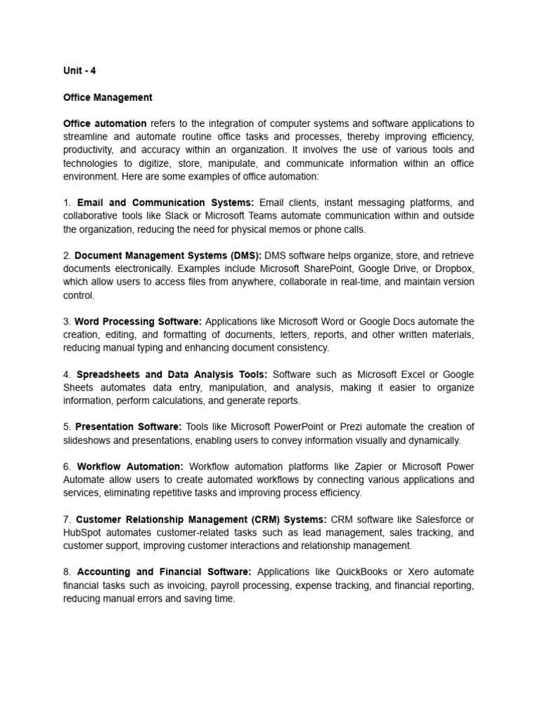 Unit-4 Office Management | PDF | Automation | Business