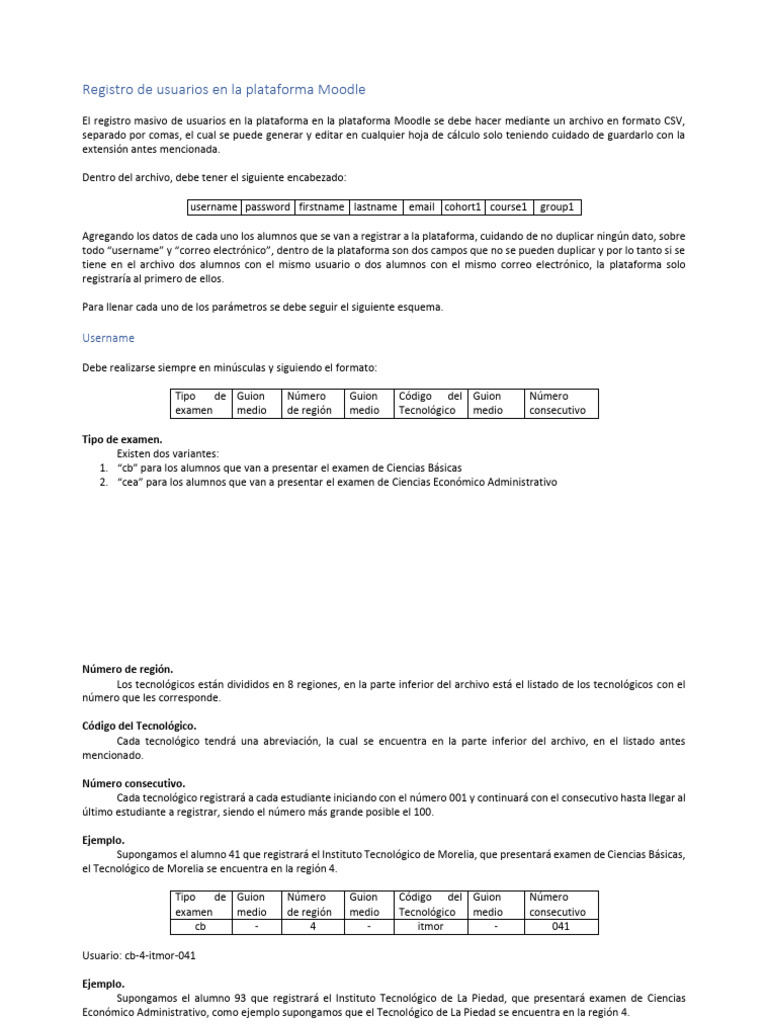 Registro masivo de usuarios en Moodle | PDF | Hogar, jardinería y bricolaje