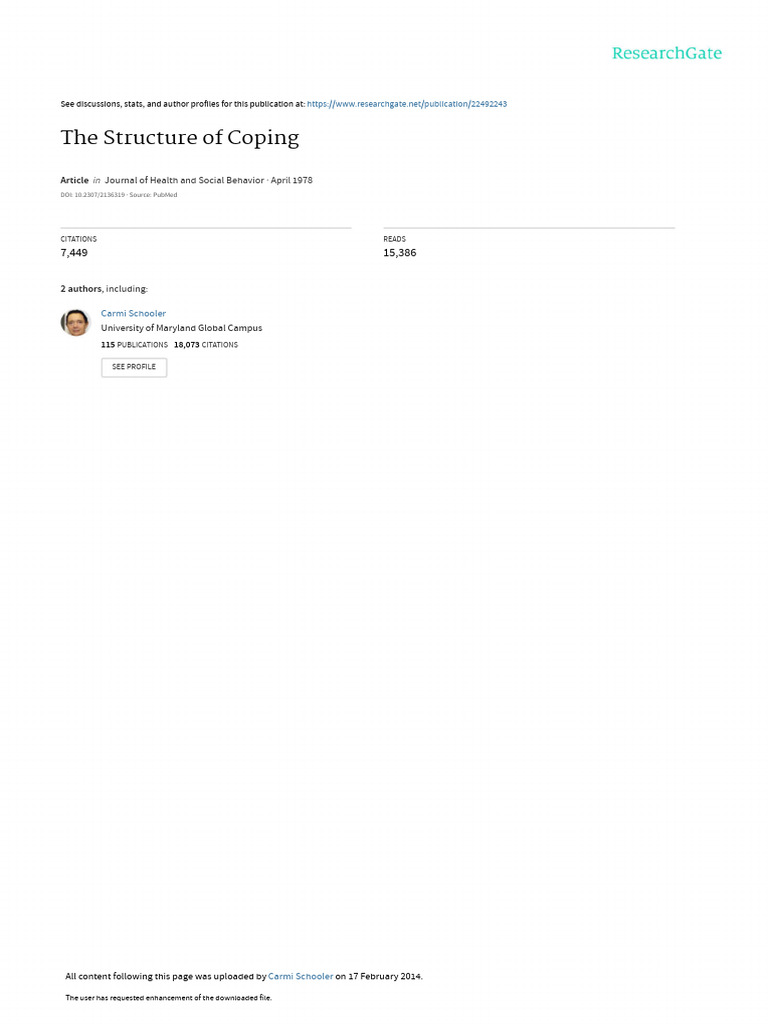 1978 the Structure of Coping | PDF