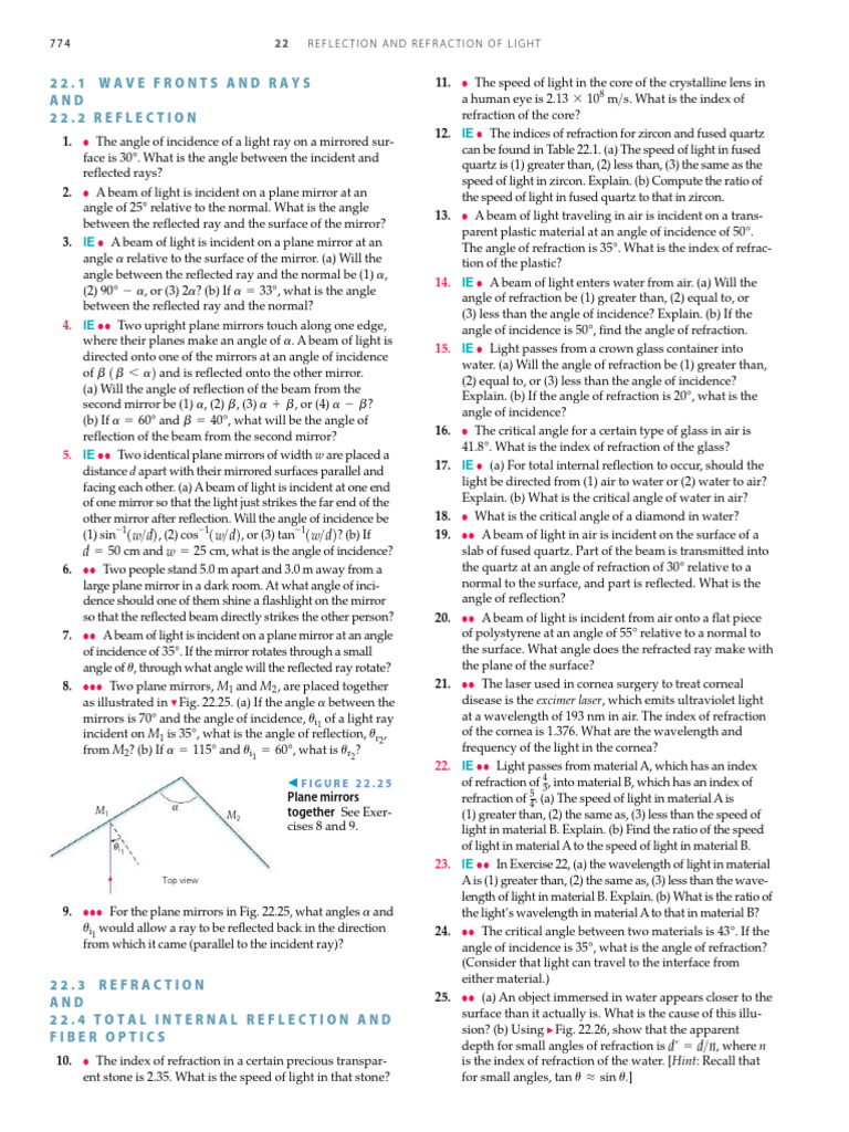 Exercises For Reflection and Refraction | PDF