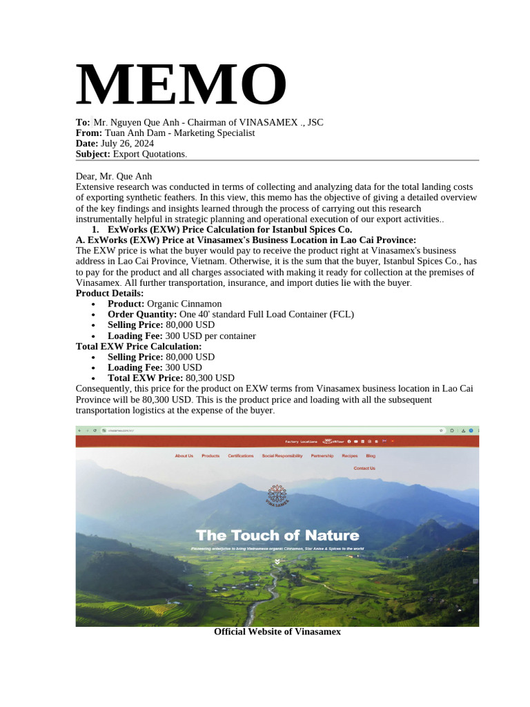 Micro Challenge 2 - Export Quotations - Dam Tuan Anh - 1617121 | PDF