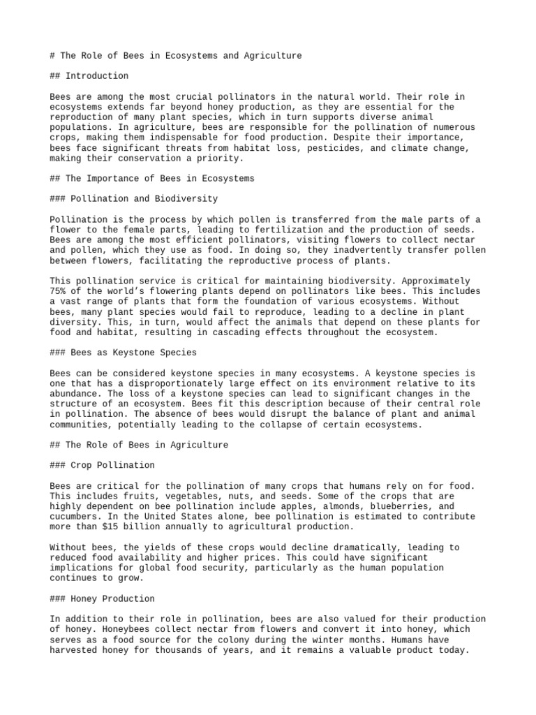 # The Role of Bees in Ecosystems An | PDF