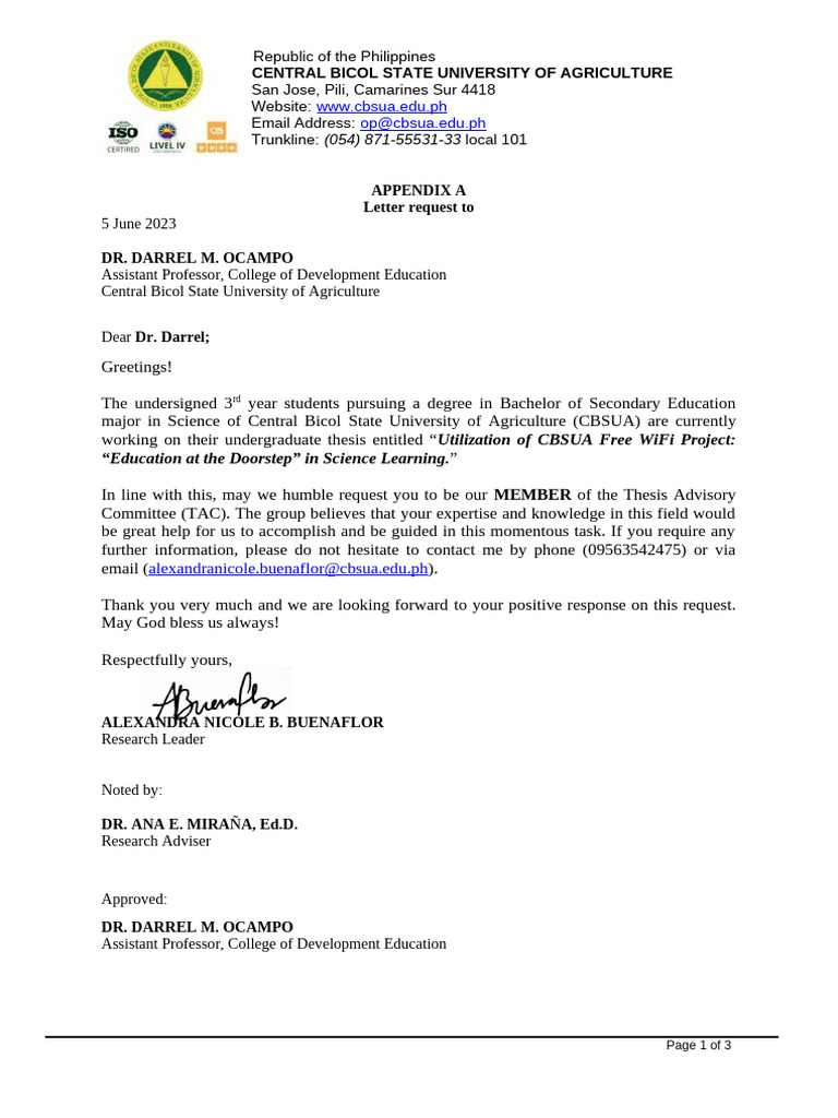 Letter For TAC | PDF