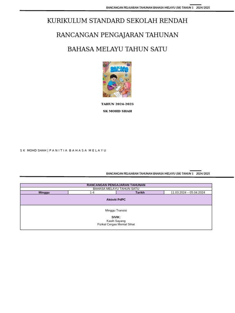 RPT-BM-THN 1-2024-2025 | PDF