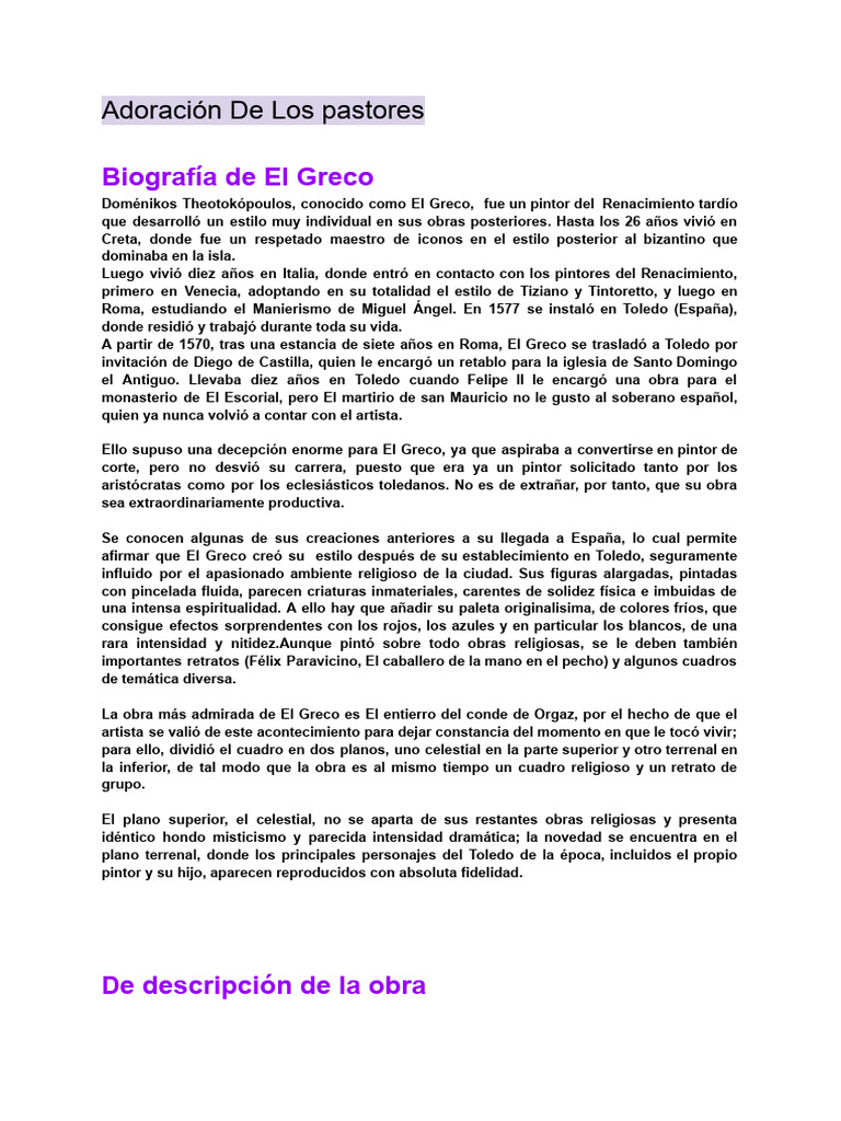 biografía el greco | PDF