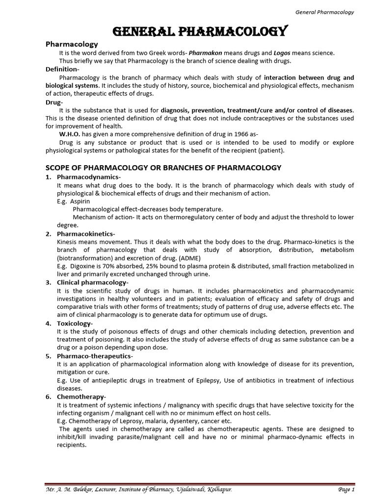General pharmacology overview | PDF