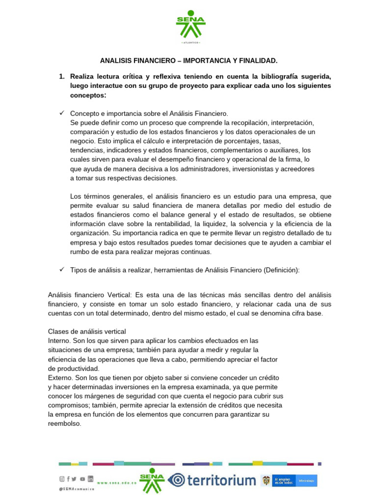 Importancia del Análisis Financiero | PDF | Business | Estado financiero