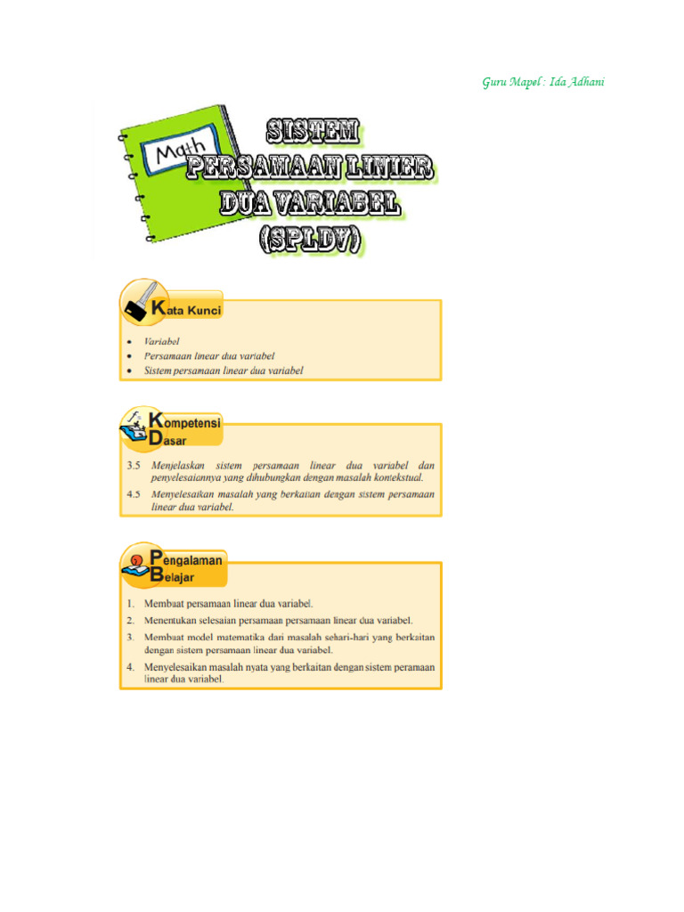 Persamaan Linear 2 Variabel | PDF