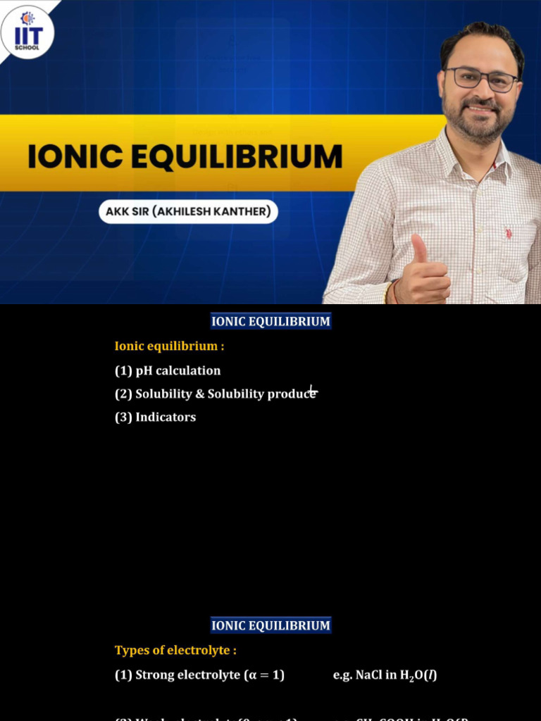 Ionic Equilibrium - L-01 (Class Notes) - Arrhenius Theory, Dissociation ... Ionic Equilibrium - L-01 (Class Notes) - Arrhenius Theory, Dissociation ...