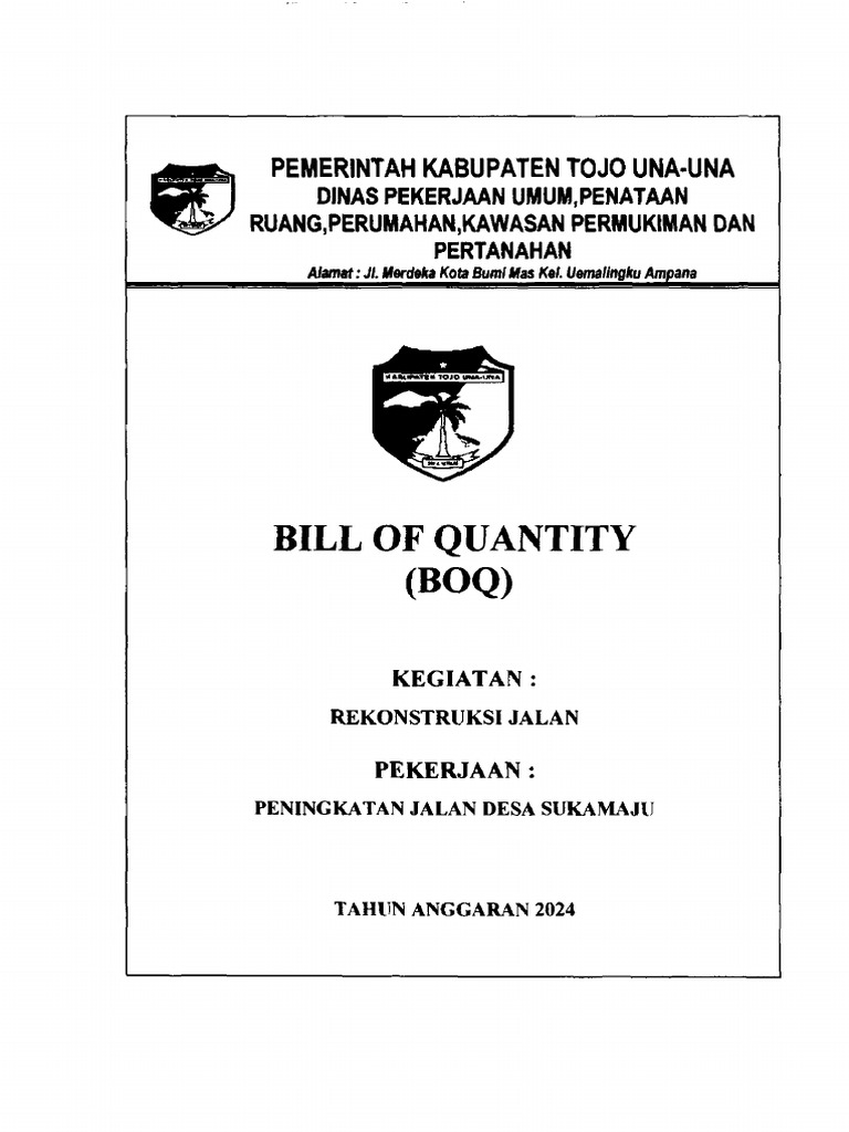 Quantity (BOQ) : Pemerintah | PDF