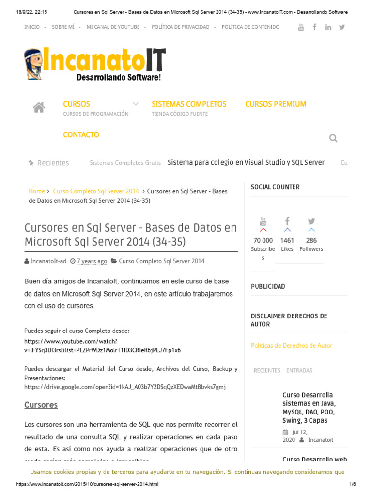 Cursores en SQL Server - Bases de Datos en Microsoft SQL Server 2014 ...