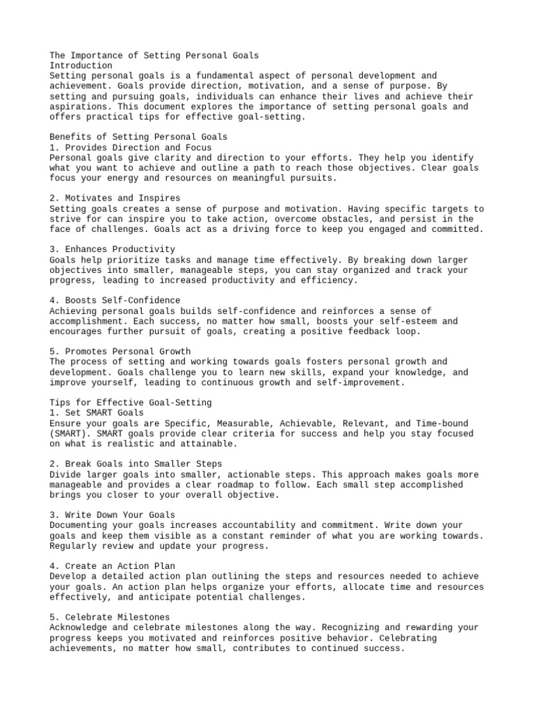 The Importance of Setting Personal | PDF