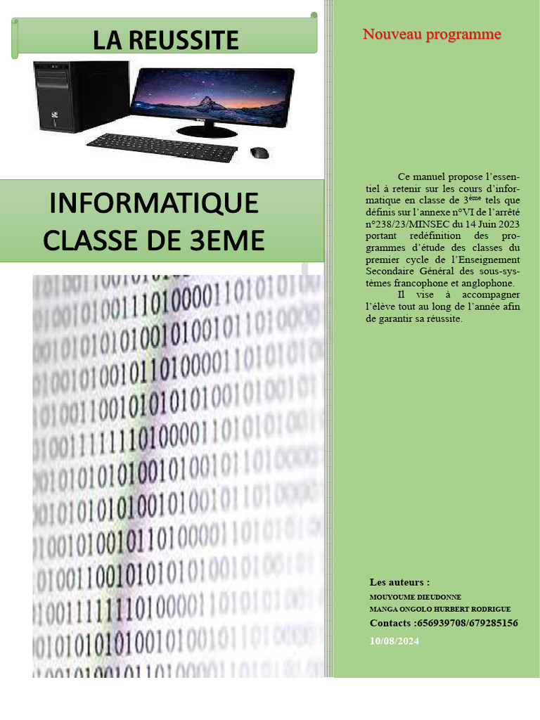 Nouveaux - Cours - Informatique - Classe - de - 3 - Eme | PDF